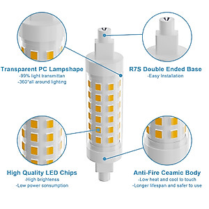 DUMILOO R7S LED Bulb Dimmable,120V 100W 78mm T3 J Type Halogen Bulb Equivalent,Long Lasting Double Ended Floodlight Bulbs for Work,Security,Landscape Lights,Floor Lamps,Warm White 3000K,2 Pack
