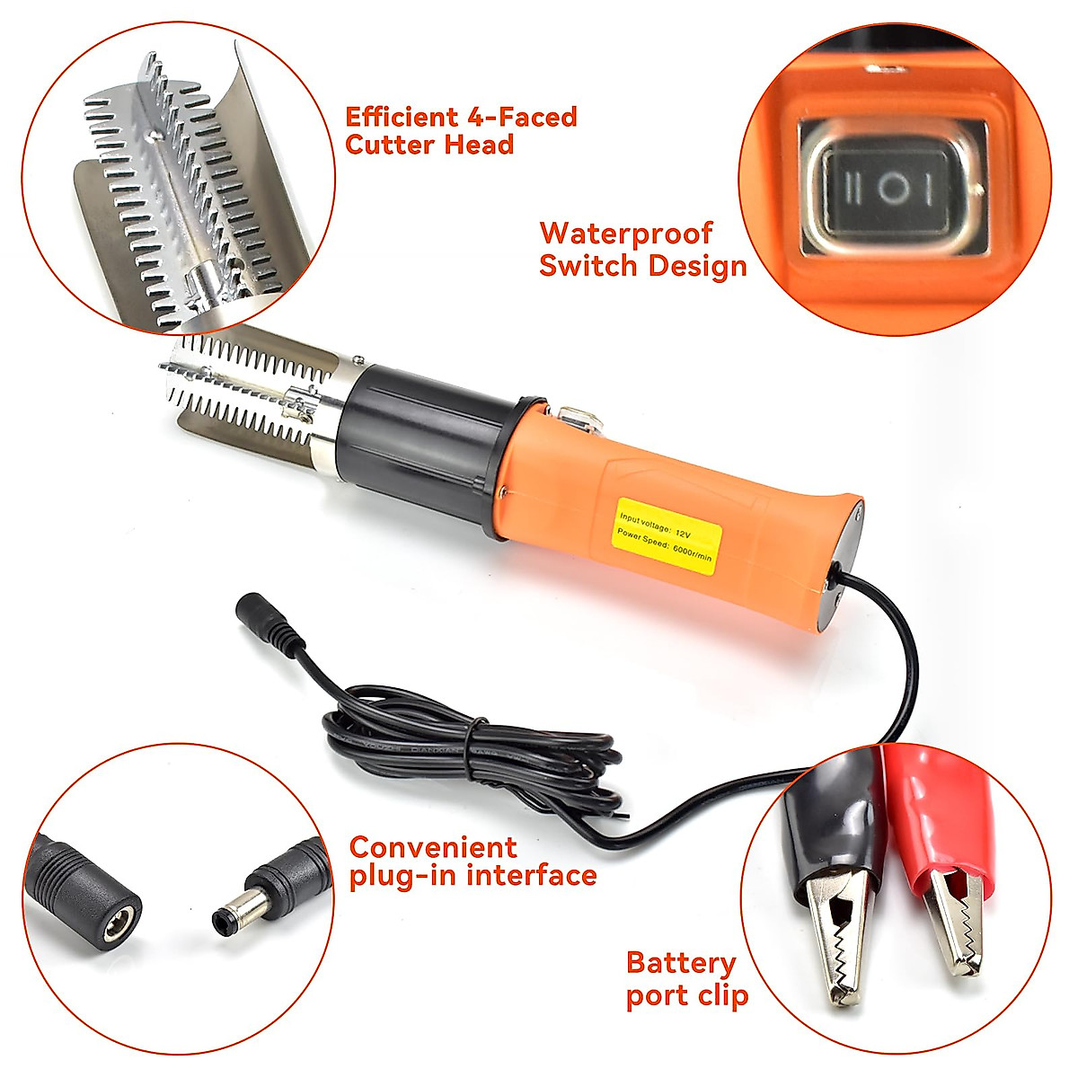 Corded Electric Fish Scaler, Host IPX7 Waterproof, Two-way Rotated, Extended AC Adapter Cord, Continuous Uninterrupted Work, Electric Fish Scaler Remover, Professional Fish Scale Remover Tools