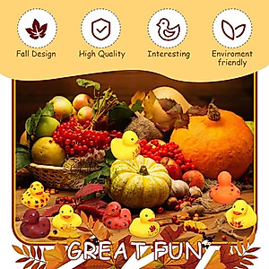 Hiboom Thanksgiving Rubber Ducks 1.38 Inch Fall Rubber Duck with Leaf Pumpkin Patterns Thanksgiving Themed Bathtub Toys Treat Gifts Thanksgiving Party Favor Table Decor(100 Pcs, Vibrant)