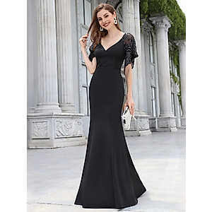 Ever-Pretty Evening Dress for Women Formal Long Bridesmaid Dress for Wedding Guest Black US16