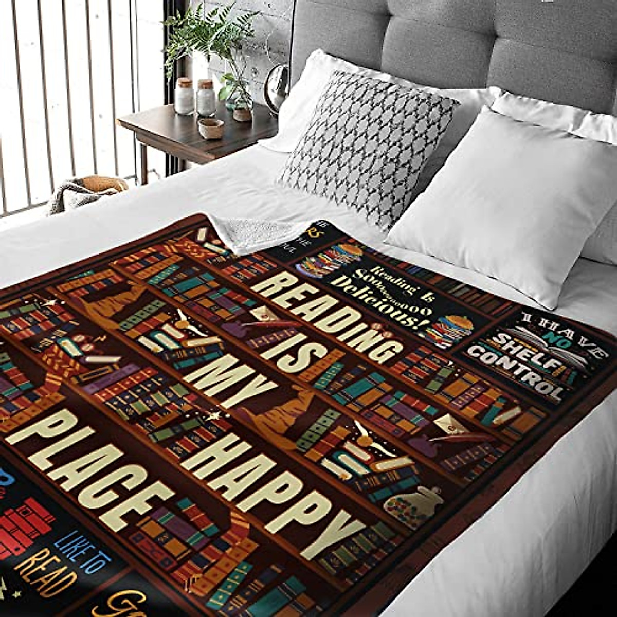 Book Lovers Gifts Reading Blanket, Gifts for Book Lovers Women, Best Gifts for Bookworm, Book Club Gifts/Bookish Gifts/Librarian Gifts/Literary Gifts for Book Lovers, Book Lovers Throw Blanket 60"x50"