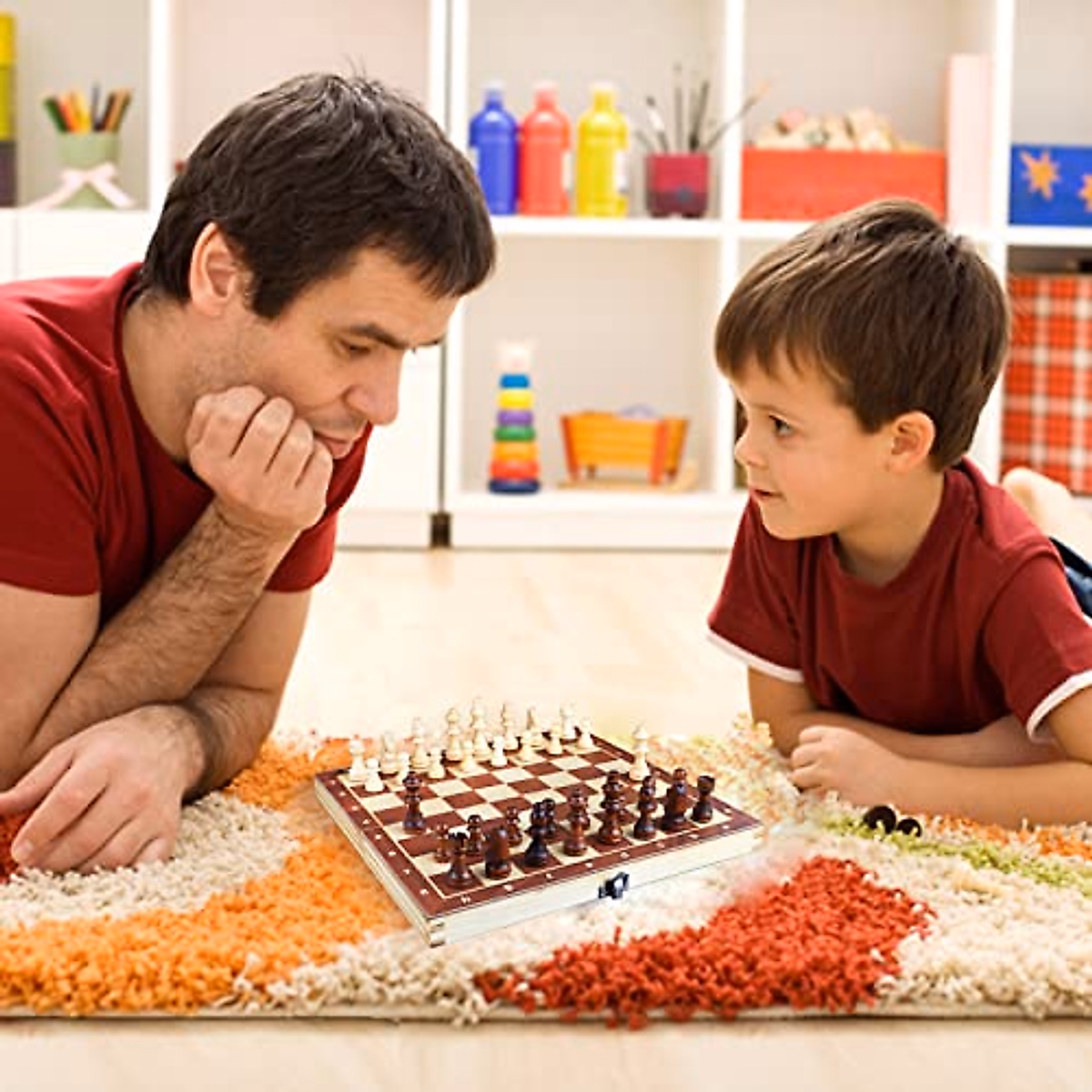 Wooden Chess Set for Adults, Portable Chess Board Folding Magnetic Chess Sets Boards Game for Beginners Travel Chess Piece Set with Portable Storage Board