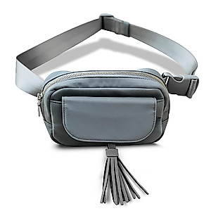 Cris Tassel Crossbody & Waist Bag with Adjustable Strap & Interchangeable Tassels – Includes Inside Pocket, Front Pocket and Back Pocket with Zipper – Durable Nylon Material Ideal for Travel, Cycling