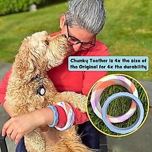 Sweet Paws Chunky Teething Rings for Dogs, Bracelet Food Grade Silicone Puppy Chew Toys for Large Puppies, Durable Dog Ring Toy for Medium Large Dogs, Puppy Teething Chews - Pink Lemonade