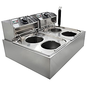 Commercial Noodle Boiler,Commercial 110V Noodle Cooker with Four Baskets - Temperature Adjustable Boiler for Vegetables, Spaghetti, Dumplings, Soup, Fried Snacks