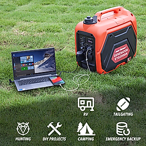 Cartman 2000W Portable Inverter Generator: Super Quiet Power Backup for Home, Camping, and Emergencies - Gas Powered, EPA Compliant
