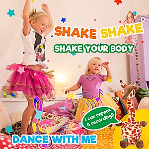 Easfan Dancing Singing Giraffe Repeat What You Say Talking Stuffed Animal Funny Interactive Electric Toy Mimicking Speaking Recording Musical Plush Gifts for Kids,14"