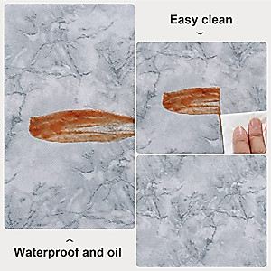 Vonabem 100% Waterproof Rectangle PVC Tablecloth, Vinyl Table Cloth Cover with Flannel Backing Oil Spill Proof Wipeable Table Cloths for Indoor Outdoor (Gray Marble,52X70IN)