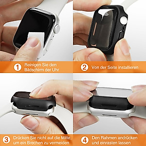 LK 2 Pack Hard PC Case with Tempered Glass Screen Protector Compatible for Apple Watch Series 9/8/7 45mm, Touch Sensitive, HD Ultra-Thin, Full Protective Cover for iWatch 9/8/7 45mm, Black