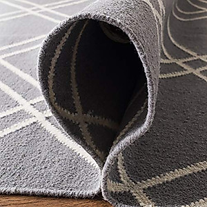 SAFAVIEH Dhurries Collection 8' x 10' Grey/Ivory DHU638B Handmade Flatweave Premium Wool Area Rug