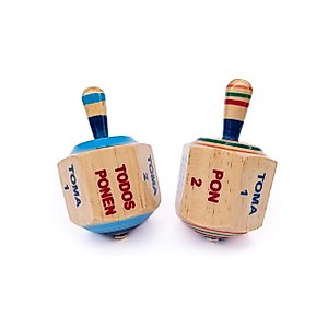 Pirinola Toma Todo Set – Wood Spinning Top Game – Set of 2 - Kids and Adults Party Games for Mexican Fiesta, Bachelor Parties or Baby Shower, 4 Inches Tall