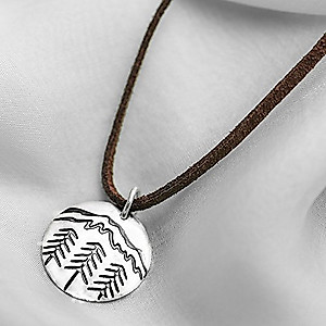 MUZHE Mountain Necklace for Women Snowy Mountain Necklace Hiking Mountain Peak Necklace for Nature Outdoor Lovers, Skiers, Hikers(Leather rope)