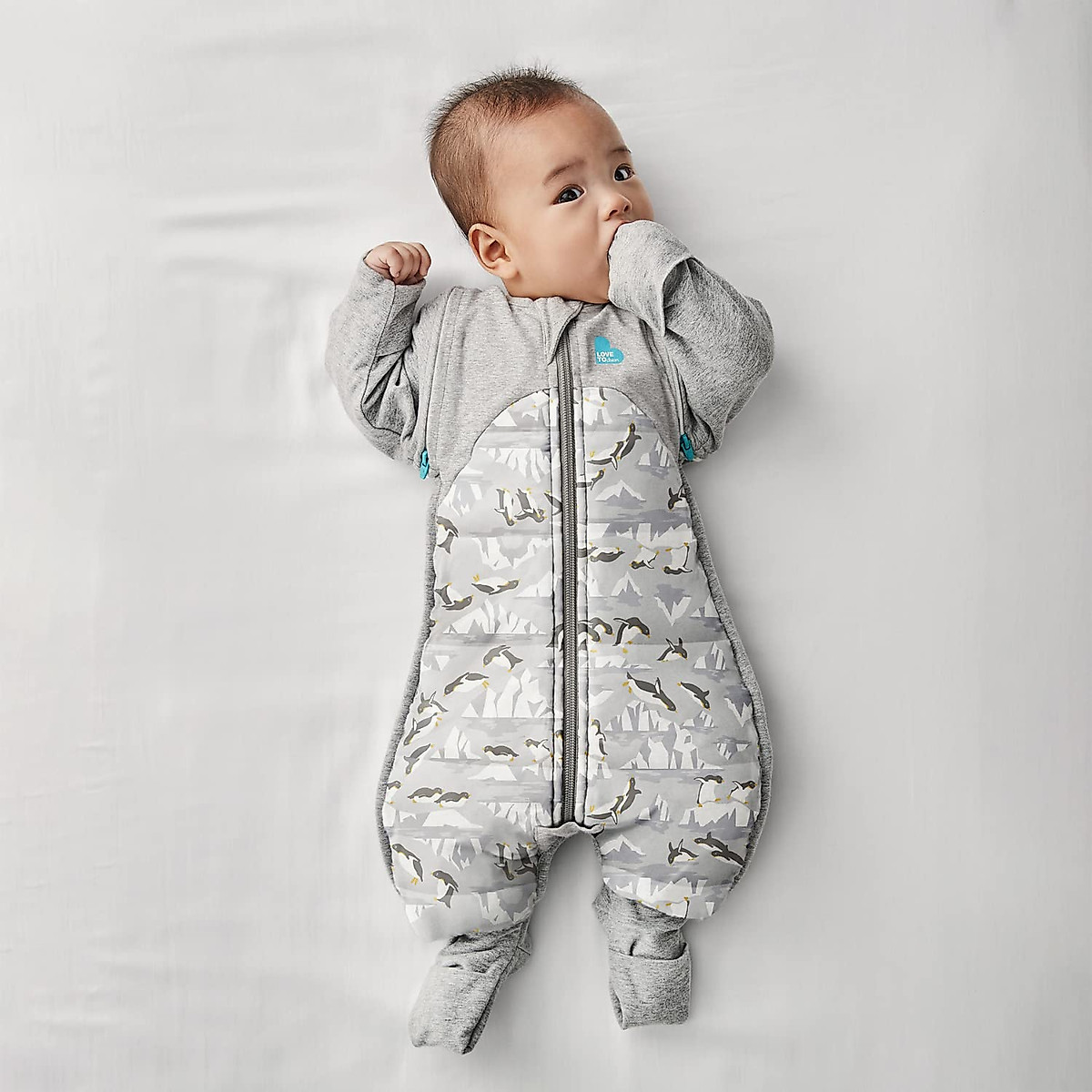 Love to Dream Swaddle UP Transition Suit Extra Warm 3.5 TOG, Grey, Large, 19-24 lbs, Patented Zip-Off Wings & Self-Soothing Wings, Gently Help Baby Safely Transition from Being Swaddled to Arms Free