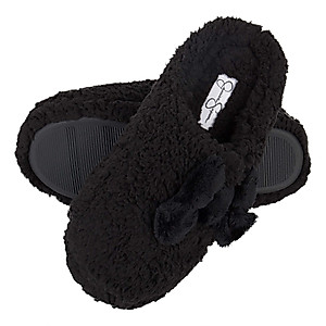 Jessica Simpson Women's Plush Marshmallow Slide on House Slipper Clog with Memory Foam, Black, X-Large