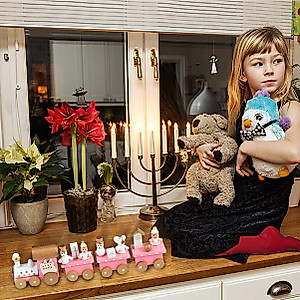 NUOBESTY Christmas Wooden Trains Christmas Decorations 4 Sections of Christmas Train Children's Holiday Birthday, Mini