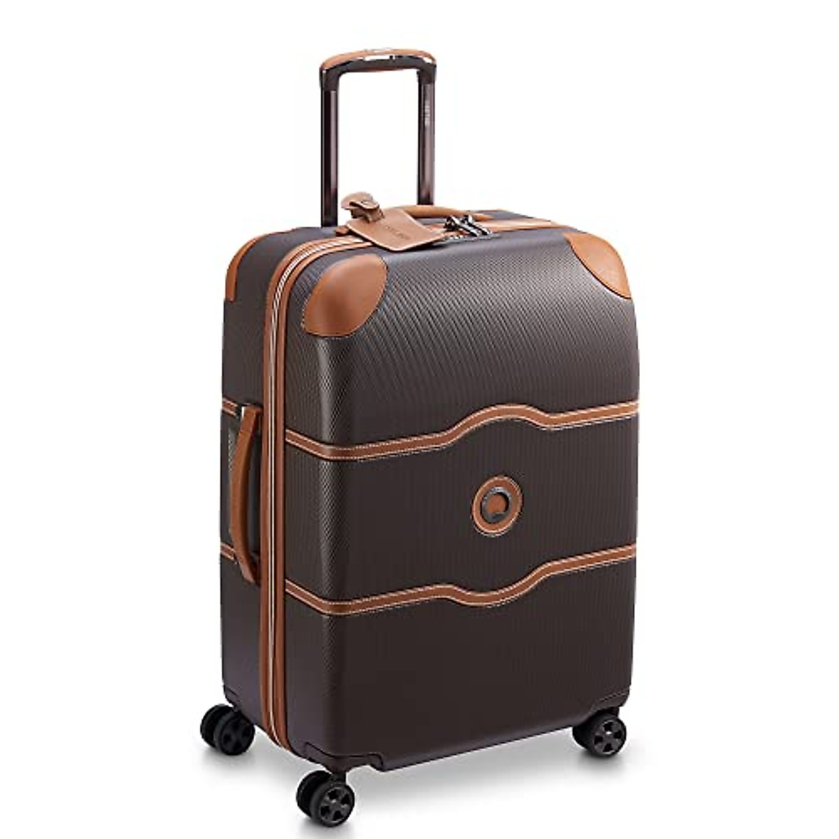DELSEY Paris Chatelet Hardside 2.0 Luggage with Spinner Wheels, Chocolate Brown, Checked-Medium 24 Inch