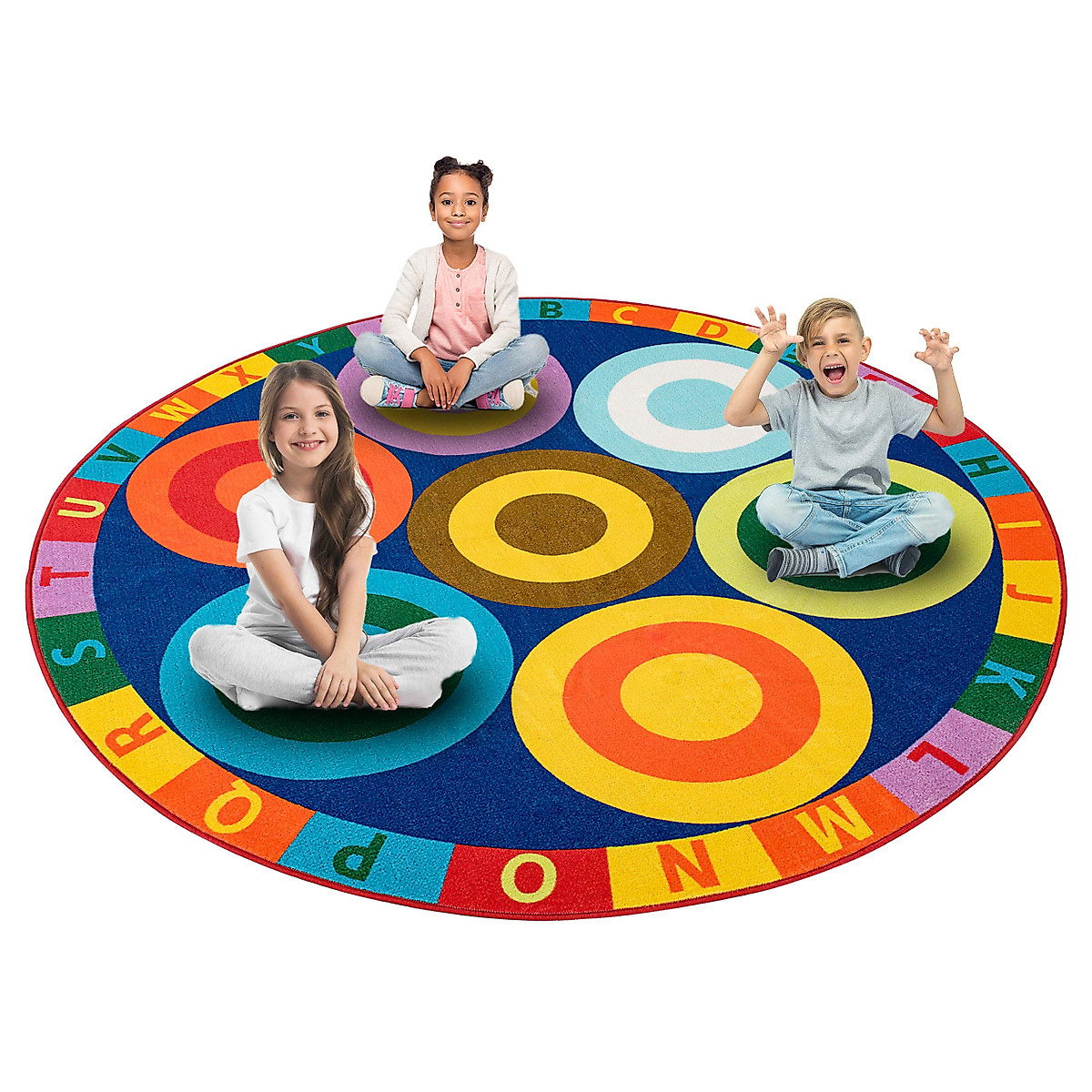 Booooom Jackson Round Classroom Rug Round Kid Classroom Seating Carpet School Rug for Classroom Elementary Circle Time Rug,6'5 x6'5 (7seats)