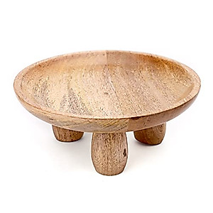 HUCH - Mango wood, Wooden bowls for decor - Fruit bowl - Decorative Bowls for Home Decor - Wood Fruit Bowl - Pedestal Bowl - Footed bowl - Wooden bowl