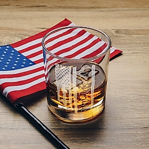 We The People Patriotic American Flag - Old Fashioned Whiskey Rocks Bourbon Glass - 10 oz capacity