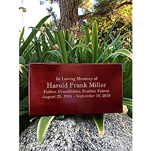 Deering Moments Custom Engraved Lacquered Funeral Cremation Urn for Human Ashes (Mahogany, Large)