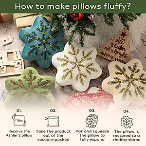 Ashler Snowflake Pillows, Snowflake Throw Pillow, Off White Pillows, 15x15 in Velvet Cushion for Sofa, Bedroom, Living Room Decor