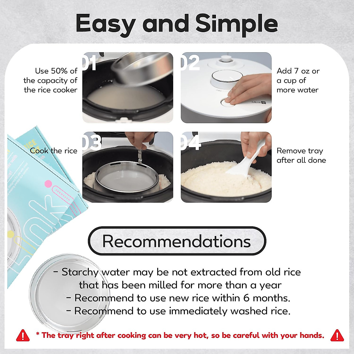 Linki Low-Carb Low-Sugar Rice Cooker Inner Pot Tray Korean Premium ST304 Stainless Steel Reduce Carbohydrates by 20%. Perfect Fit in 4-6 Cups Rice Cooker, Made in Korea (Cook up to 3 servings with low-sugar rice)