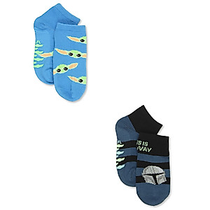 Disney Star Wars The Mandalorian Baby Yoda Toddler Kids 6 Pack Gripper Socks (Small, Grey)
