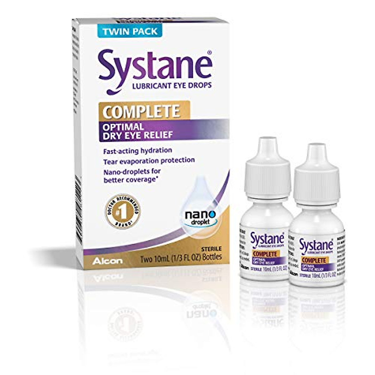 Systane Complete Lubricant Eye Drops, 0.34 Fl Oz, 2 Count (Pack of 1)