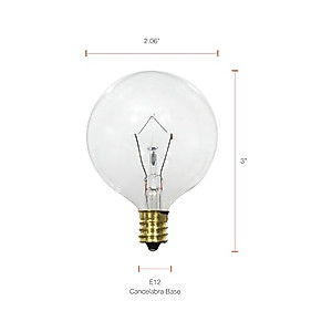 Sylvania Incandescent 25W G16.5 Decor Globe Light Bulb, E12 Candelabra Base, Clear Finish 2850K Warm White, 6 Pack