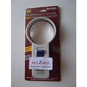 UltraOptix Powerful 4x ASPHERIC 3" Round LED Lighted Magnifier