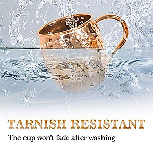 Moscow Mule Copper Mugs - Set of 4-100% HANDCRAFTED Solid Copper Mugs, Gift set with 4 Copper Straws, 1 Stirring Spoon, 1 Copper Shot Glass, 1 Straw Cleaning Brush.