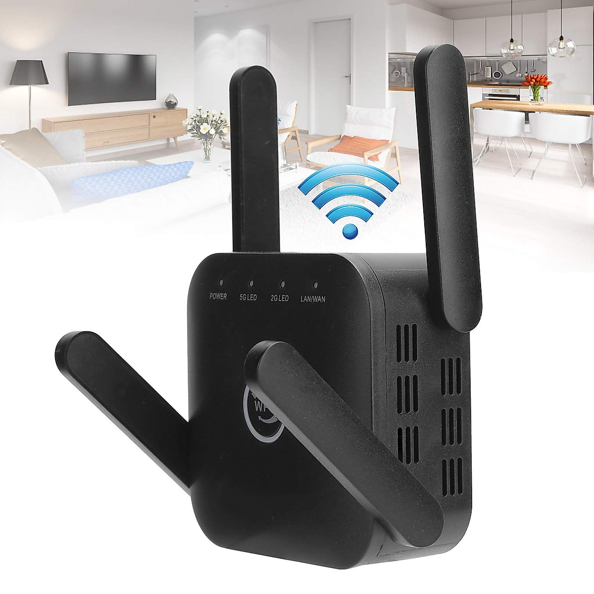 Kafuty-1 WiFi Range Extender, Wireless WiFi Repeater Signal Amplifier Up to 300meters / 984.3ft, WiFi Repeater Up to 300Mbps Speed, 2.4 ghz, 802.11 b/g/n, with Ethernet Port(Black US)