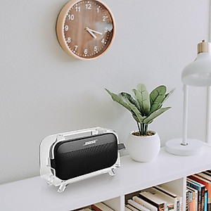 TXEsign Desktop Stand for Bose SoundLink Flex Speaker, Retro Table Holder Display Stand Base Mount Acrylic Speaker Stand Mount Base Bracket (Transparent)