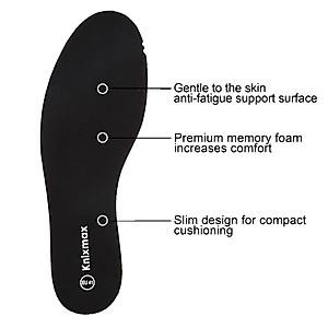 Knixmax Memory Foam Insoles for Men Women, Super Soft Shoe Inserts for Sneakers Slippers Boots Liners Replacement Inner Soles, Cushioned Flat Shoe Pads Black EU 43