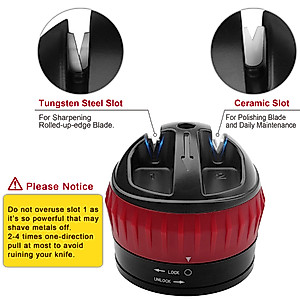 Knife Sharpener with Non-Slip Suction Cup, Hand-Free 2-Stage Professional Kitchen Knife Sharpener, Best Knife Sharpening Tool for Repair/Polish Straight Blade, Safe Easy to Use/Razor Sharp, Black
