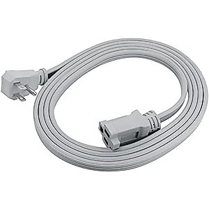 Clear Power 9 ft 14/3 Gray Air Conditioner/Major Appliance Indoor Extension Cord, Grounded Flat Plug, Perfect for AC Units and Major Appliances, DCIC-0003-DC