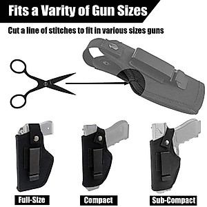 Universal Concealed Carry Holster, Inside or Outside Belt, Right/Left Hand Holster, 380 Holster, IWB/OWB 9mm Belt Holster for Subcompact Full Size Pistols (Black, mag Pouch)