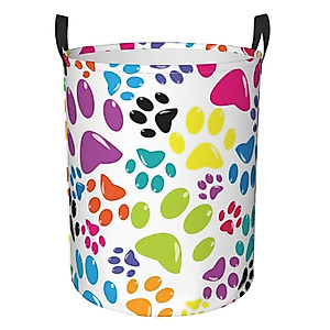 Laundry Basket Dog Paw Print Collapsible Laundry Hamper Lightweight Storage Bin for Bedroom Bathroom Toys Organizer Nursery Medium