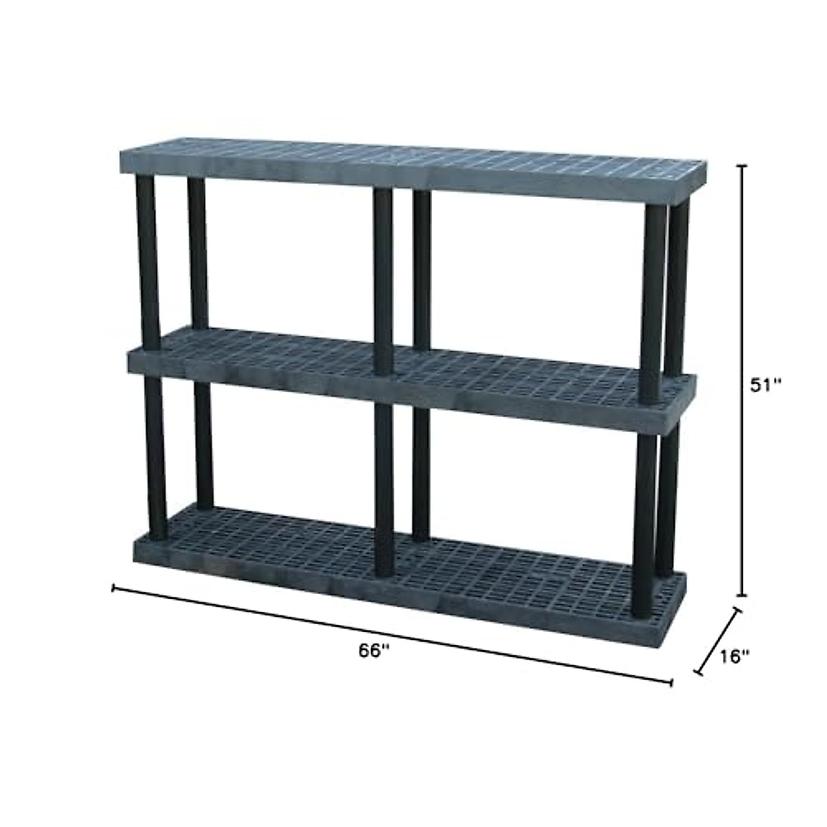 SPC Industrial S6616x3 Dura-Shelf 3-Shelf System, Grid Top, 66"x16"x51"