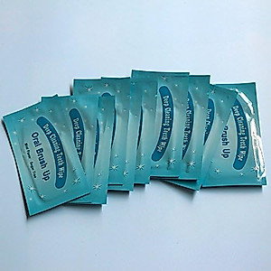 Mint Textured Finger Teeth Wipes Brush Ups Dental Clean Pre/Post Whitening (Pack of 100)