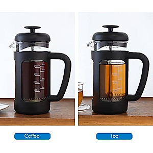 Easyworkz French Press 12 oz Coffee Tea Maker with Borosilicate Glass,Soft Grip Handle
