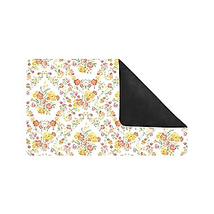 susiyo Doormat 30"x18" Beautiful Yellow and Orange Floral Non-Slip Indoor Entryway Door Mat (Rubber Backing)