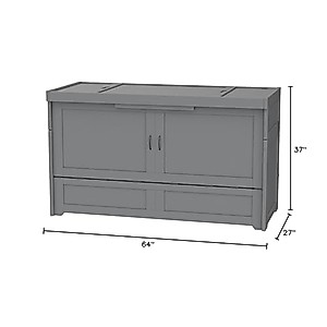 Night & Day Furniture Fully Assembled Night and Day Cube Cabinet Murphy Chest Bed (Queen, Gray), Grey