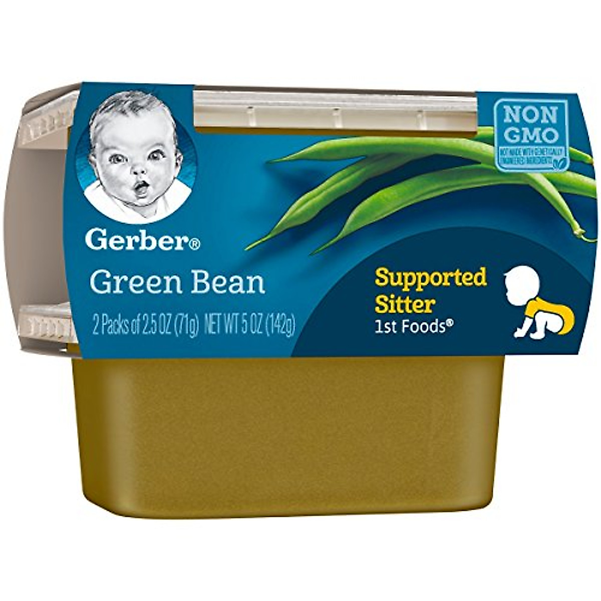 Gerber 1st Foods Green Beans, 2.5 Ounce Tubs, 2 Count (Pack of 8)