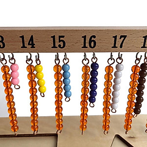 Kghios Montessori Math Toys Materials for Toddlers 1-20 Beaded Hanger Color Bead Stairs with Beads Montessori Mathematics Eductional Materials Learning Tools Preschool Toys