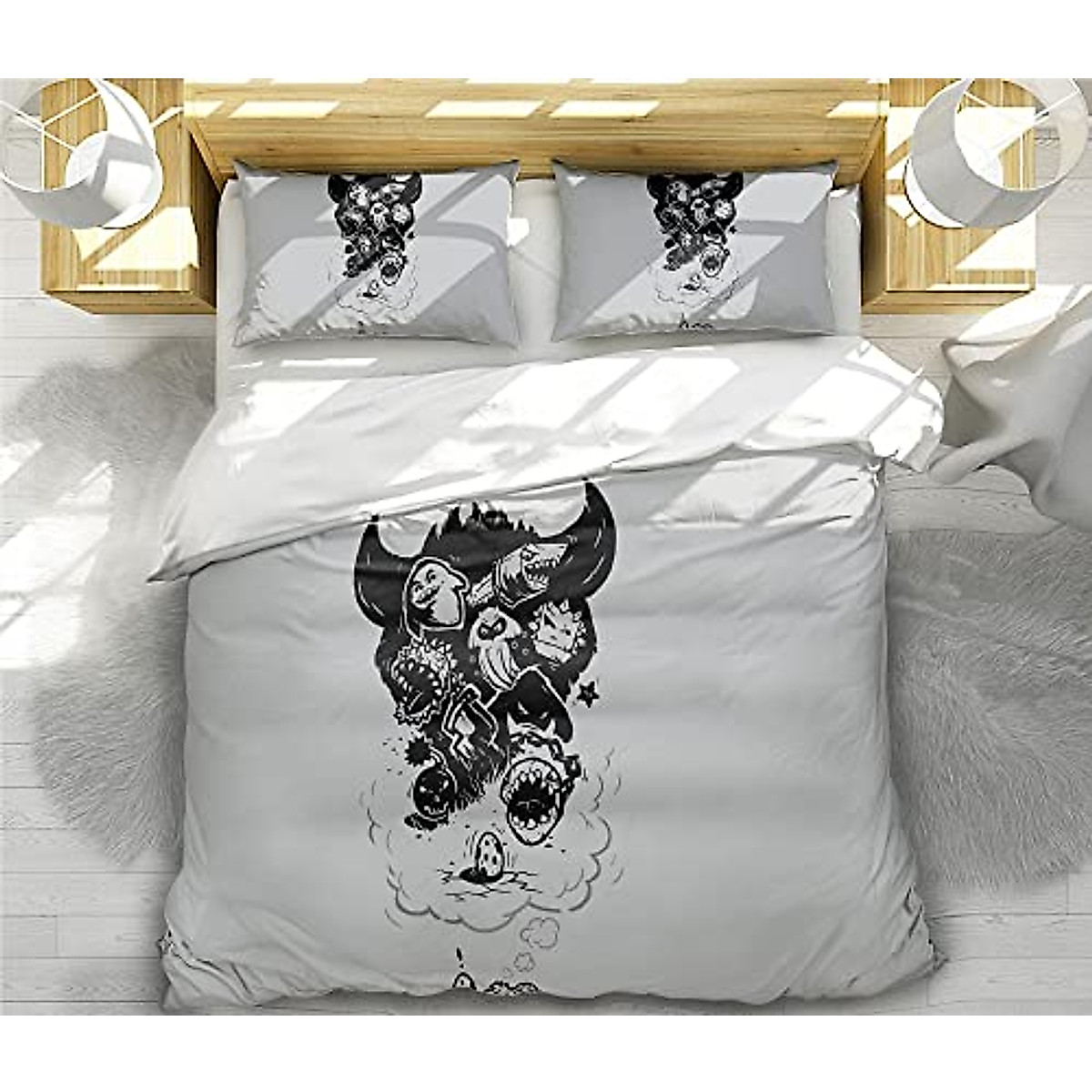 NICHIYOBI Redcap Beard Plumber Bros Game Movie Duvet Cover Set 3D Bedding Comforter Cover 3 Pcs (1 Duvet Cover+2 Pillowcases) Bedding Set (07,Queen-90x90in+20x30in*2)