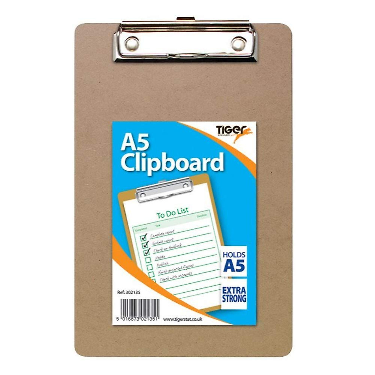 Tiger Stationery 302135 A5 Masonite Clipboard