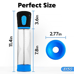 Electric Penis Vacuum Pump - Automatic Penis Enlargement Extend Pump with 3 Suction - Men Sex Toys - Pumps & Enlargers for Male Masturbation - Sex Toy Blue