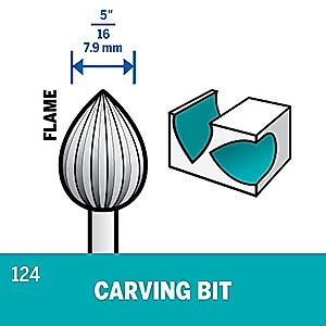 Dremel 124 Rotary Tool Accessory Carving Bit- Perfect for Wood, Plastic, and Soft Metals , Gray
