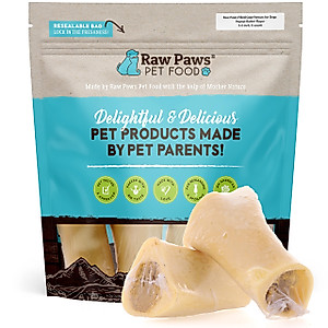 Raw Paws Filled Cow Femurs for Dogs - Peanut Butter Flavor, 3-4", 6-ct - Peanut Butter Filled Bones for Dogs - Filled Dog Bones for Large Dogs - Stuffed Dog Bones - Stuffed Bones for Dogs